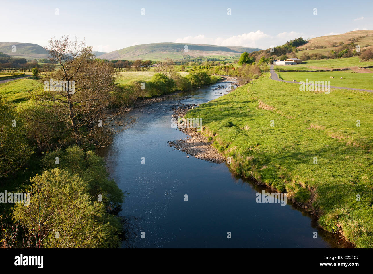 View along the River Hodder, Forest of Bowland, Lancashire Stock Photo ...