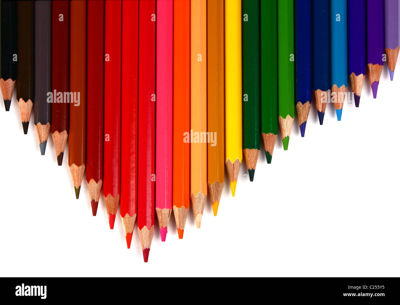 crayons coloured pencils isolated on white background Stock Photo - Alamy