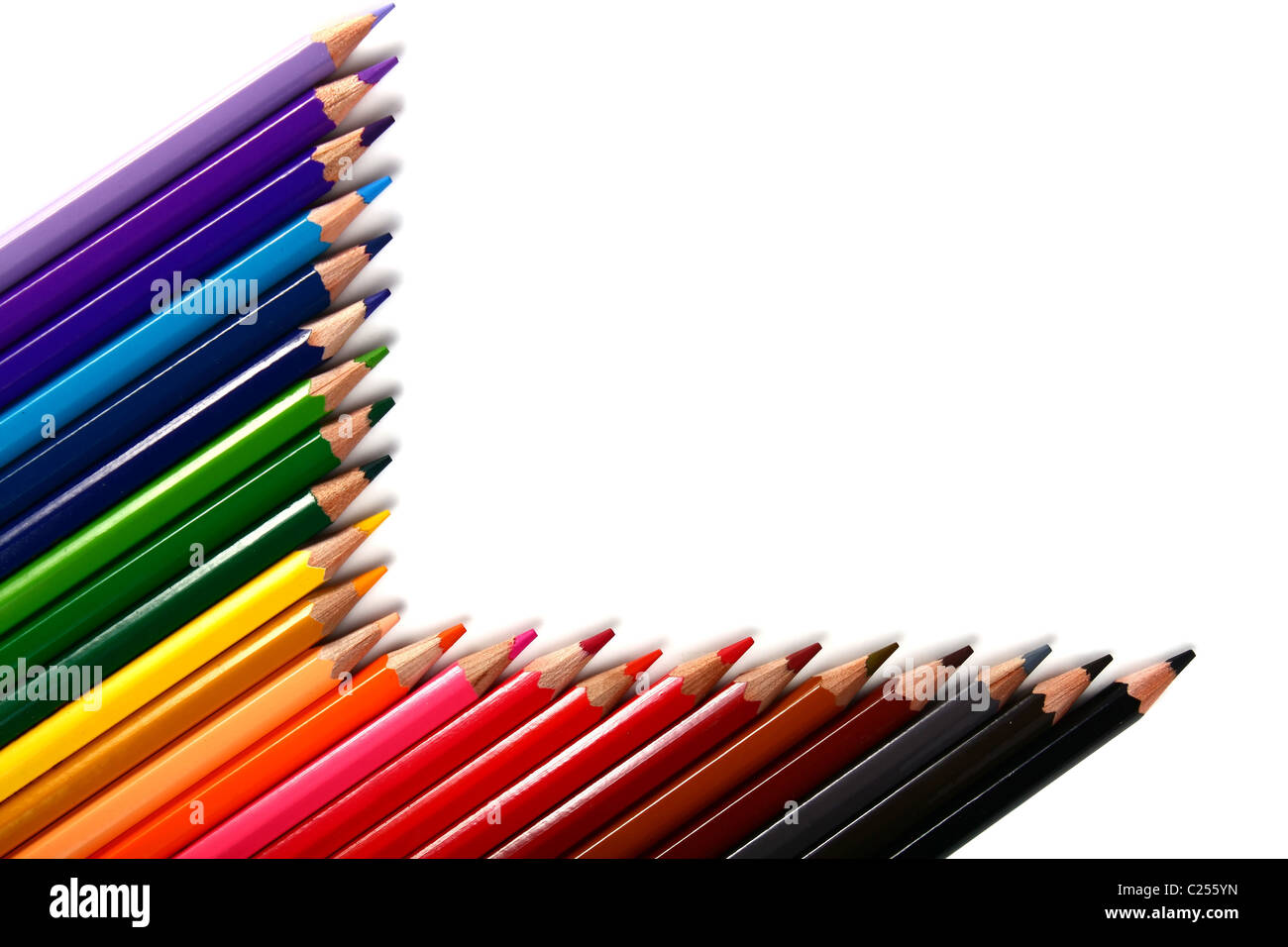 crayons coloured pencils isolated on white background Stock Photo - Alamy