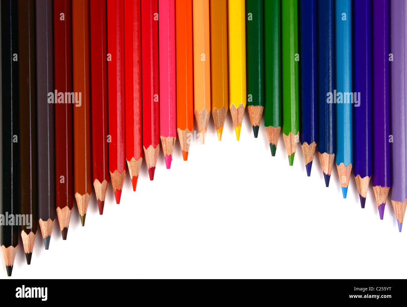 crayons coloured pencils isolated on white background Stock Photo - Alamy
