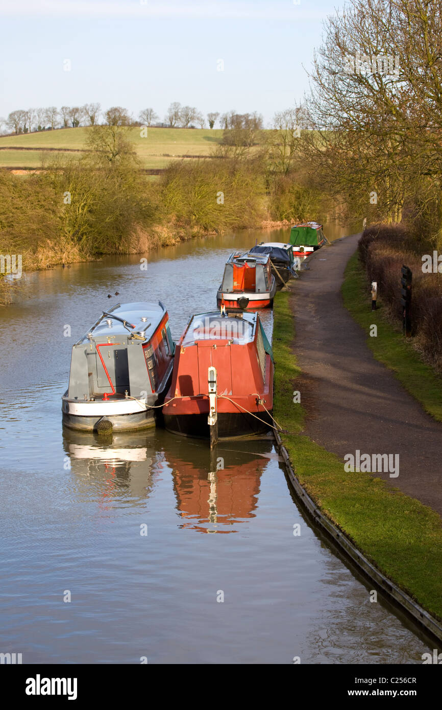 Foxton Locks view from Rainbow Bridge along the Grand Union Canal at ...