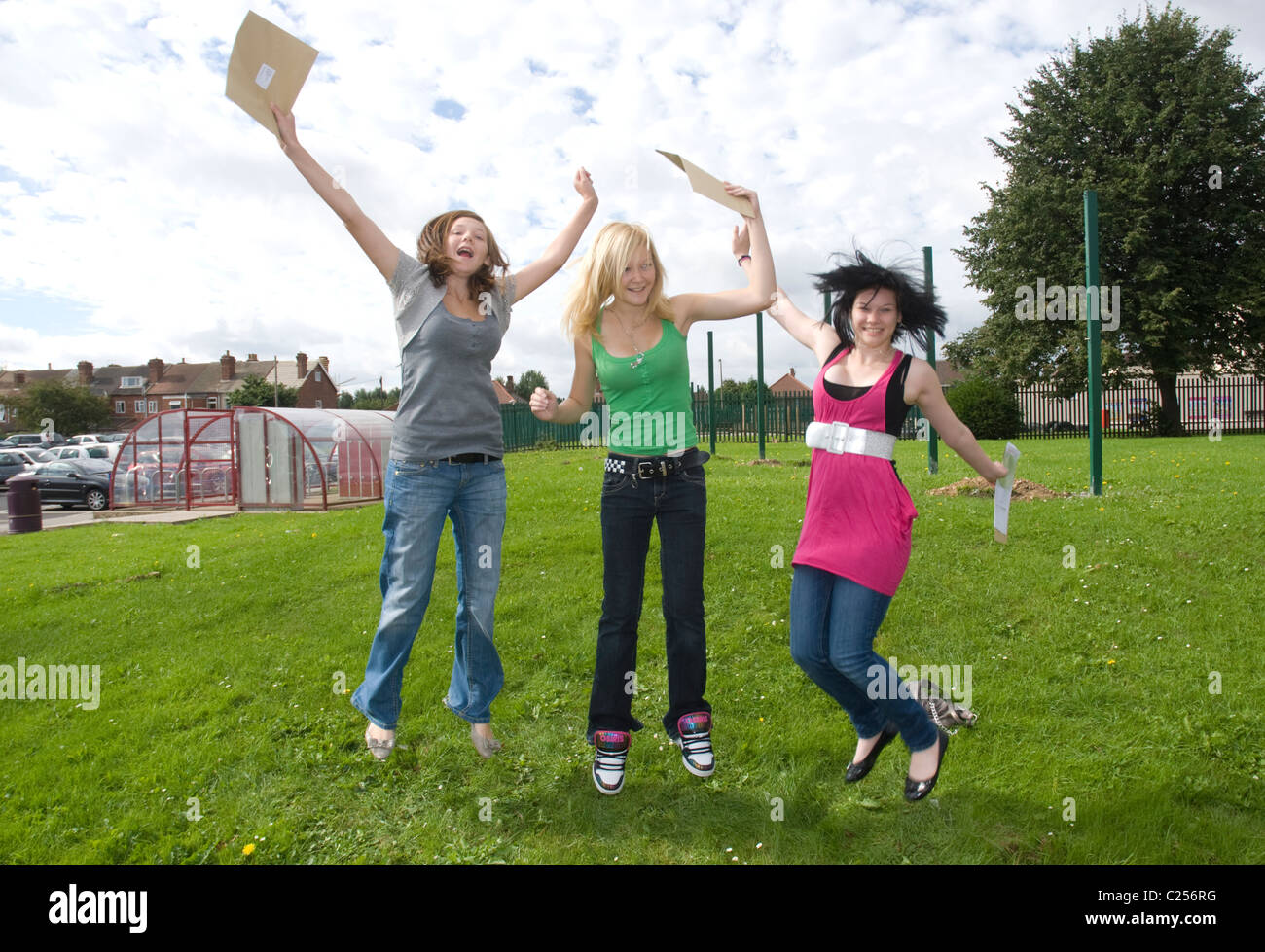 GCSE Pupils at South Yorkshire School Celebrate Exam Success Stock ...