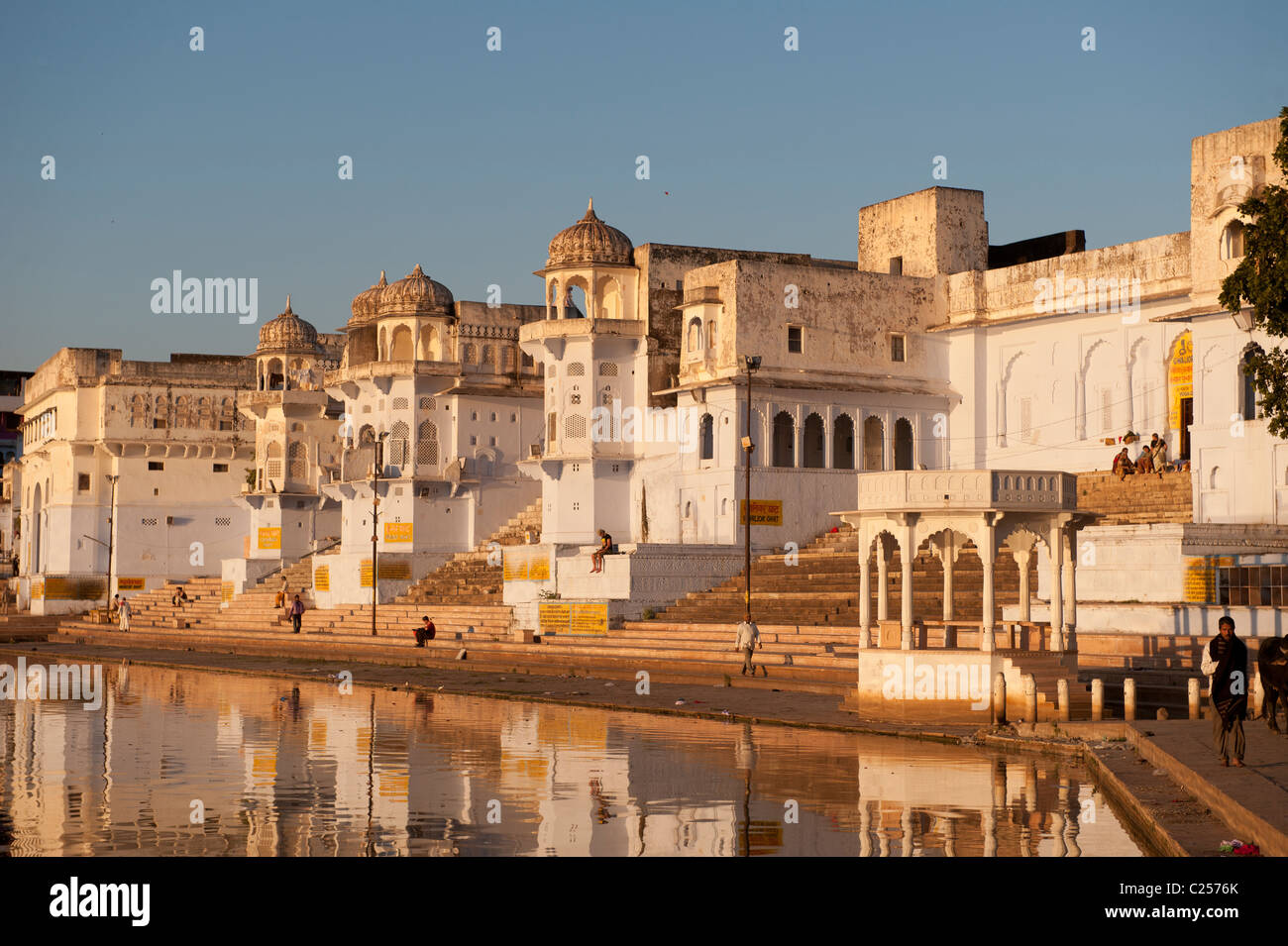 The sunset' glow in the holy city of Pushkar; Rajasthan, India Stock ...