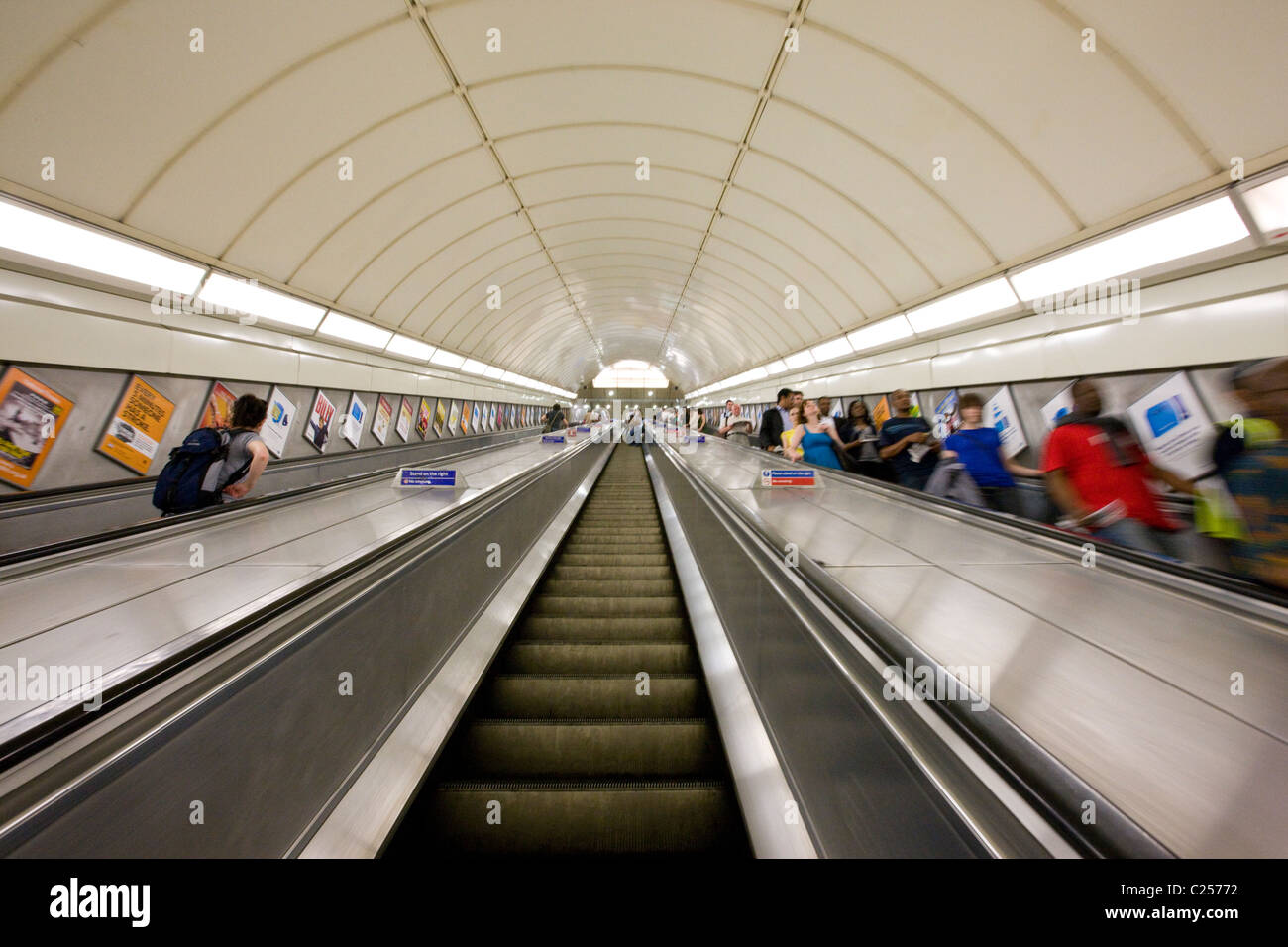 Underground escalator at Angel tube station is the largest in Western ...