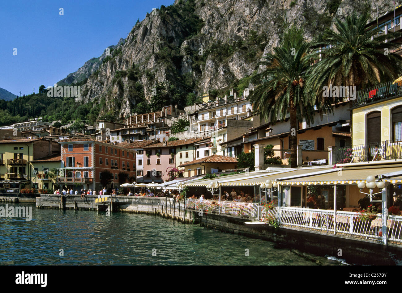 Limone lakeside Terraces, Limone, Lake Garda, Italy Stock Photo - Alamy