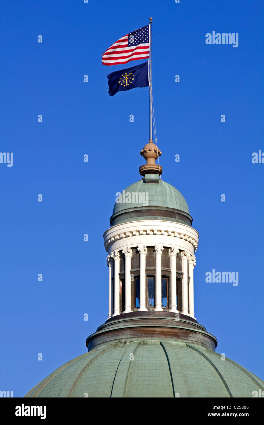 Flags on the top of State Capitol Building in Indianapolis Stock Photo ...