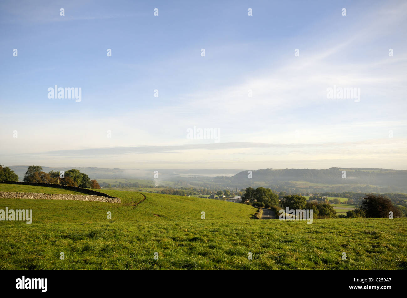 View looking towards Bakewell in the Peak District Stock Photo - Alamy