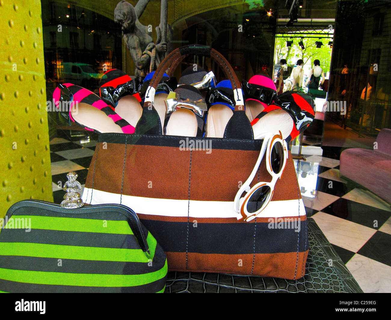 Paris, France, Detail, Prada Store Products, Shop Front Window Display ...