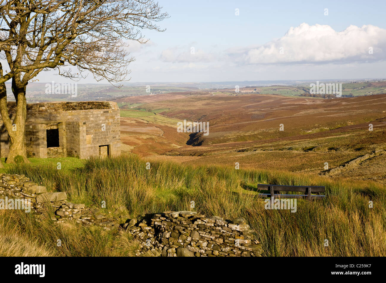 Top Withins on the Bronte Way overlooking Haworth Moor on South Dean ...