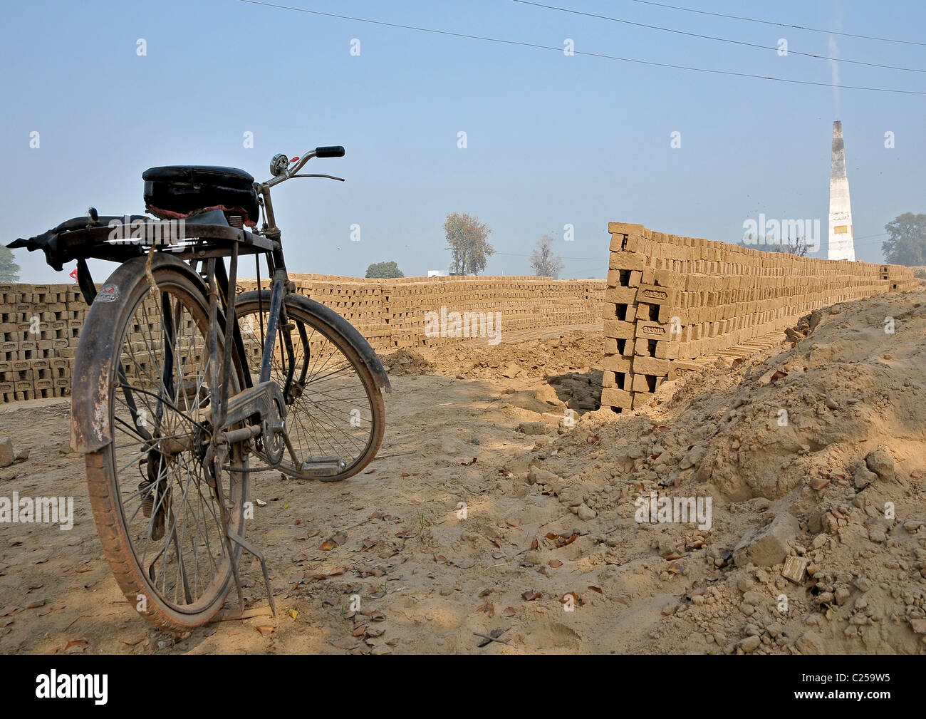 A brick making factory on the road to Agra, India Stock Photo - Alamy