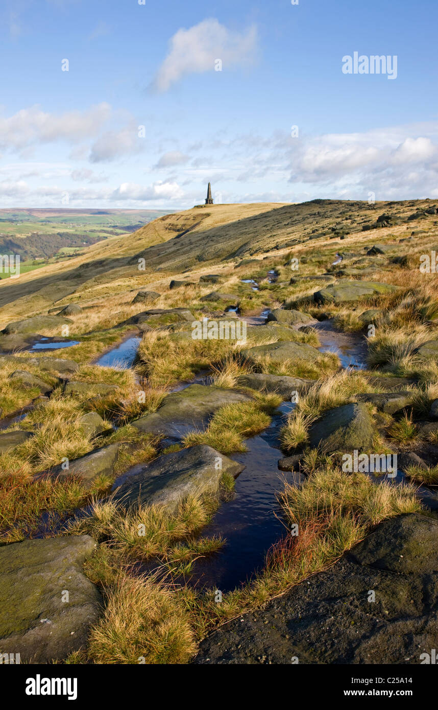 View of Stoodley Pike on Pennine Way Stock Photo - Alamy