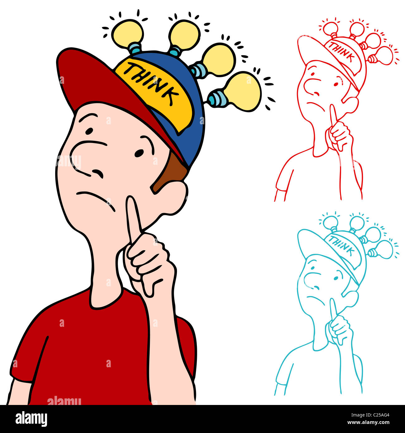 An image of a man wearing his thinking cap Stock Photo - Alamy