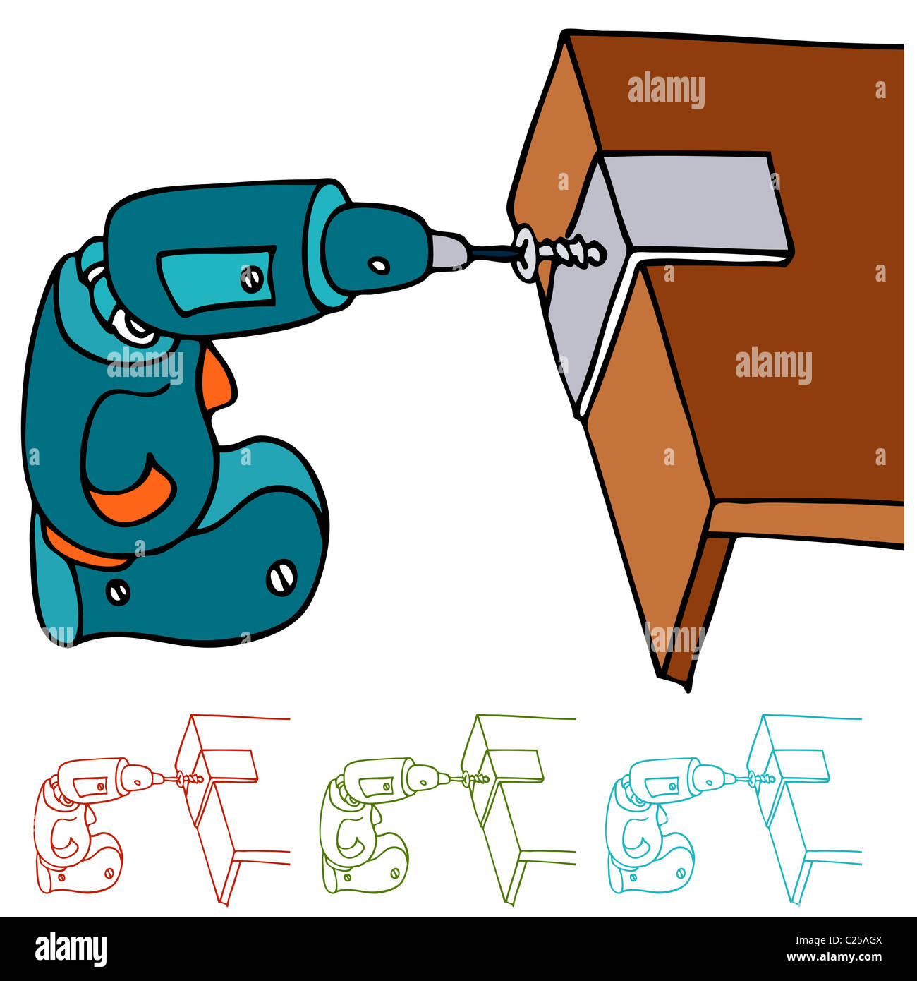 An image of a bracket installed using a power drill Stock Photo - Alamy