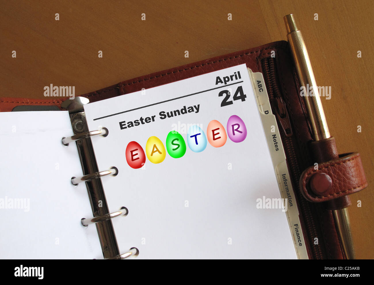 Easter Sunday April 24 diary page in a personal organizer Stock Photo ...