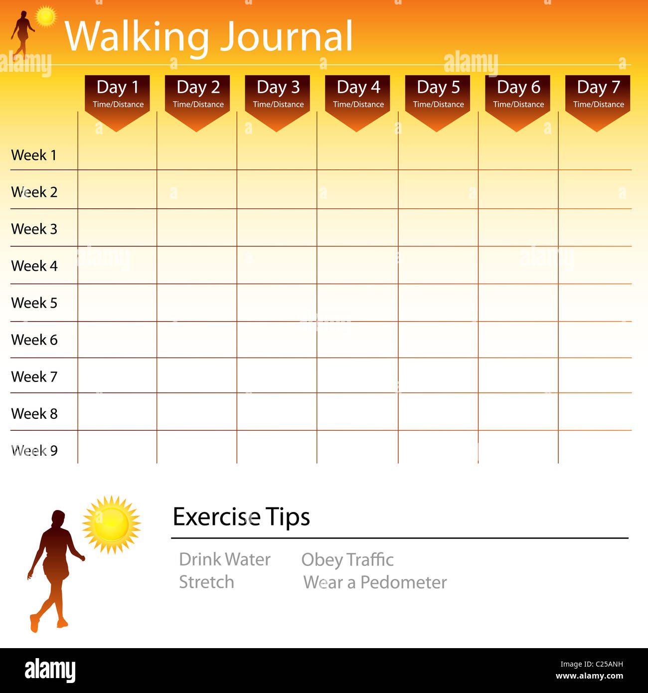 An image of a walking journal chart Stock Photo - Alamy