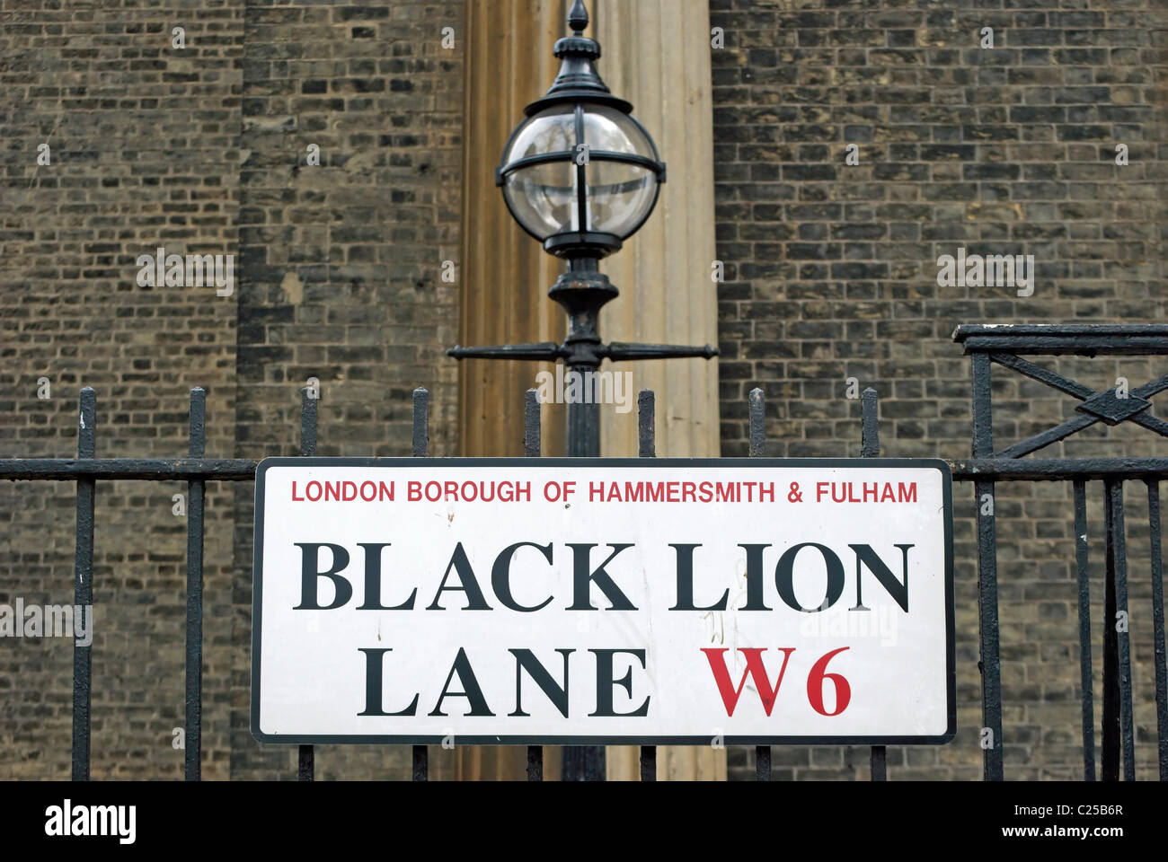 street name sign for black lion lane, hammersmith, west london, england ...