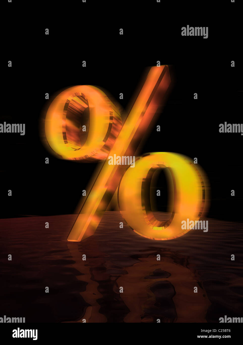 PER CENT PERCENT PERCENTAGE RATE RISE 3D SIGN GOLD Stock Photo - Alamy