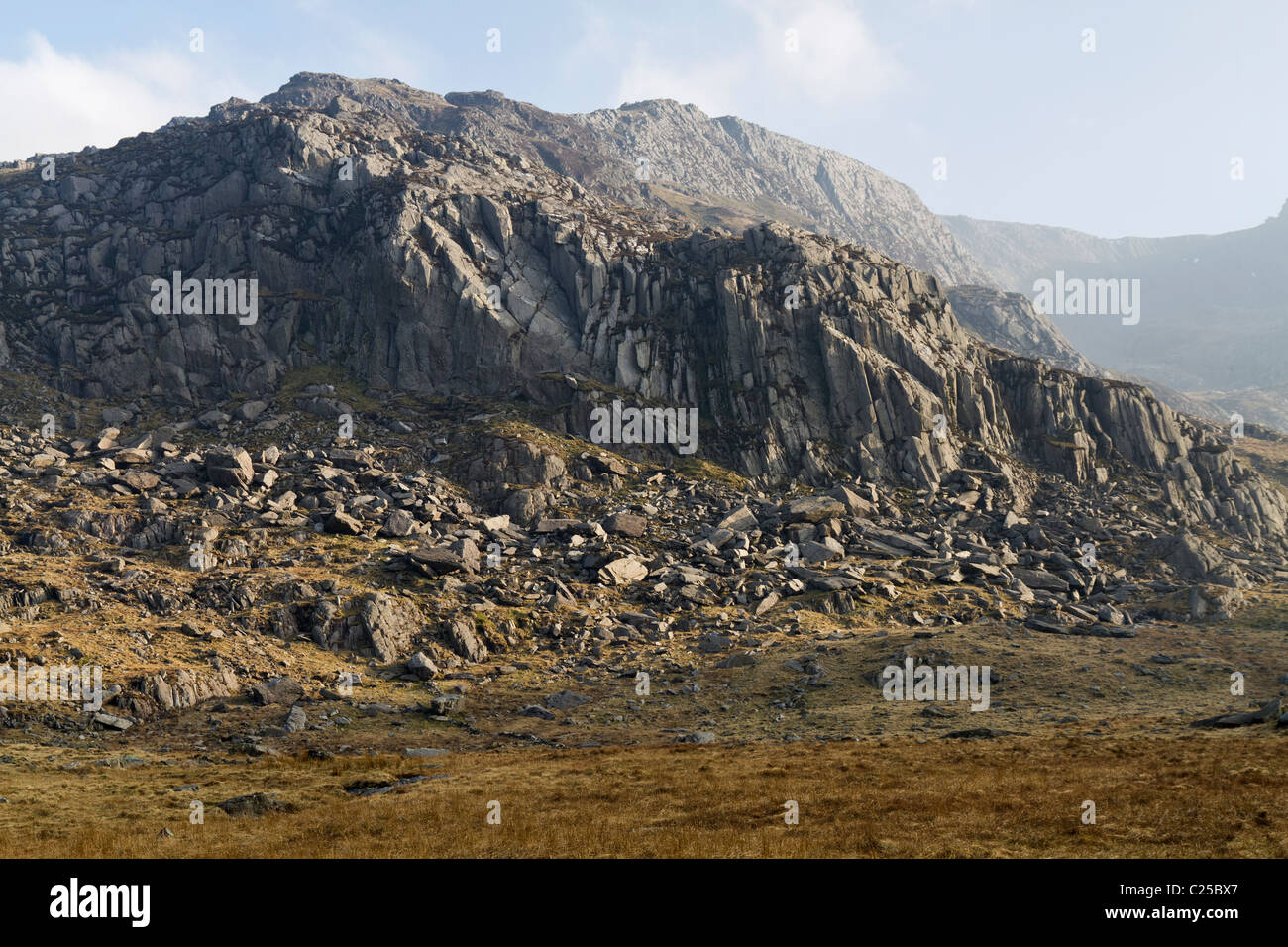 Rock face called Gribin Facet in Snowdonia Stock Photo - Alamy
