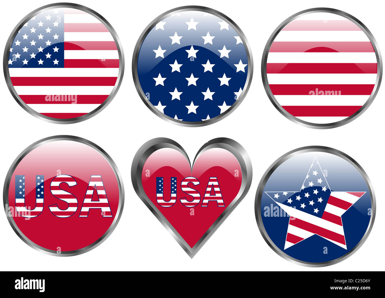Set of American Flag Buttons Stock Photo - Alamy