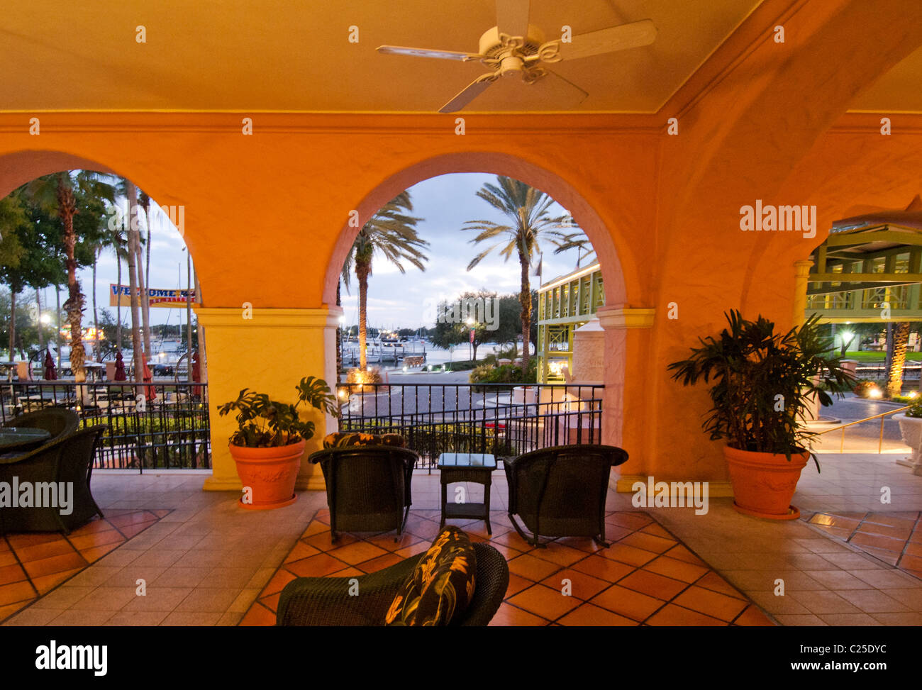 Exterior veranda of The Renaissance Vinoy luxury resort and marina in ...