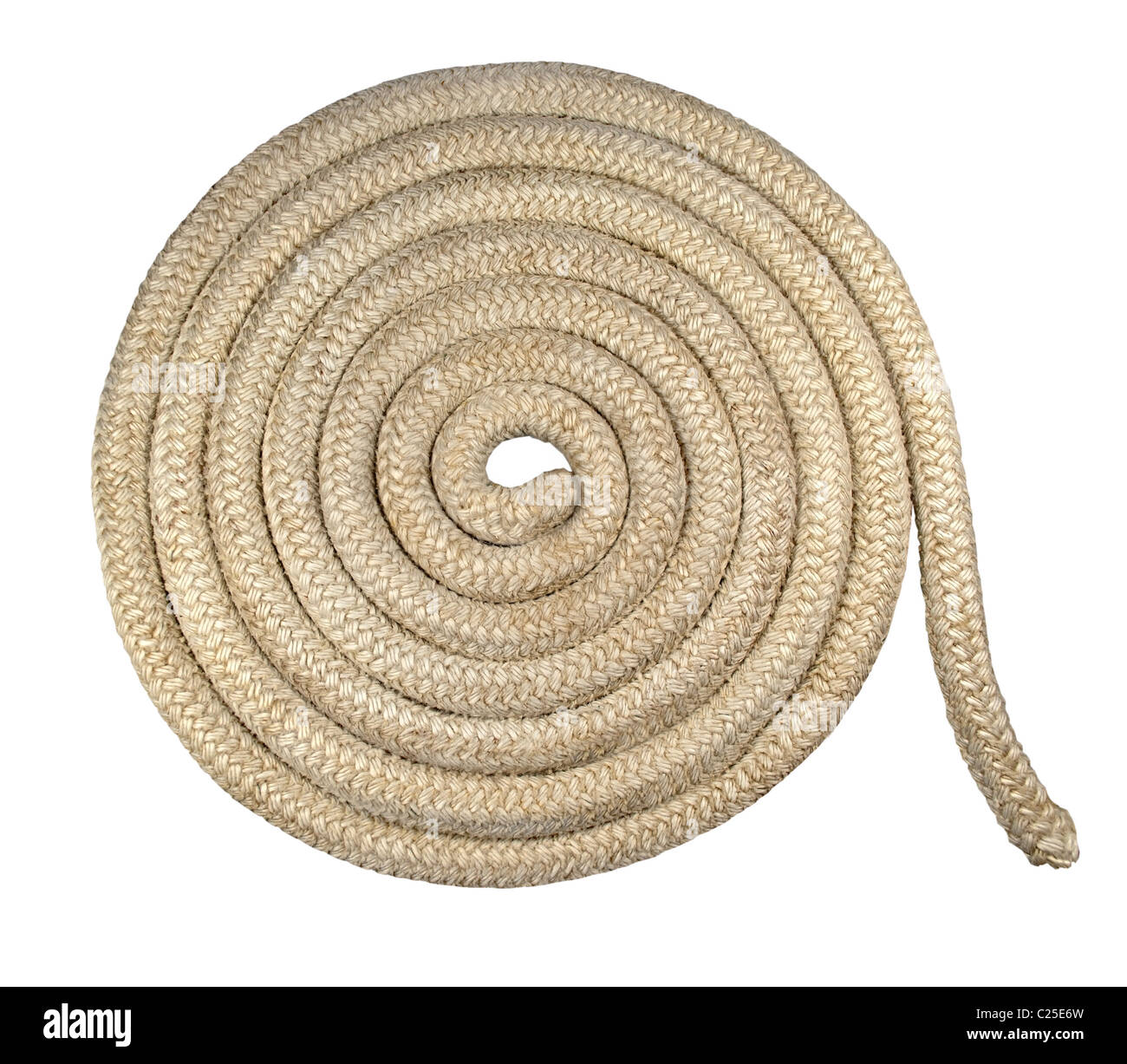 Old nautical rope - Spiral of an old boat's thick rope isolated on ...