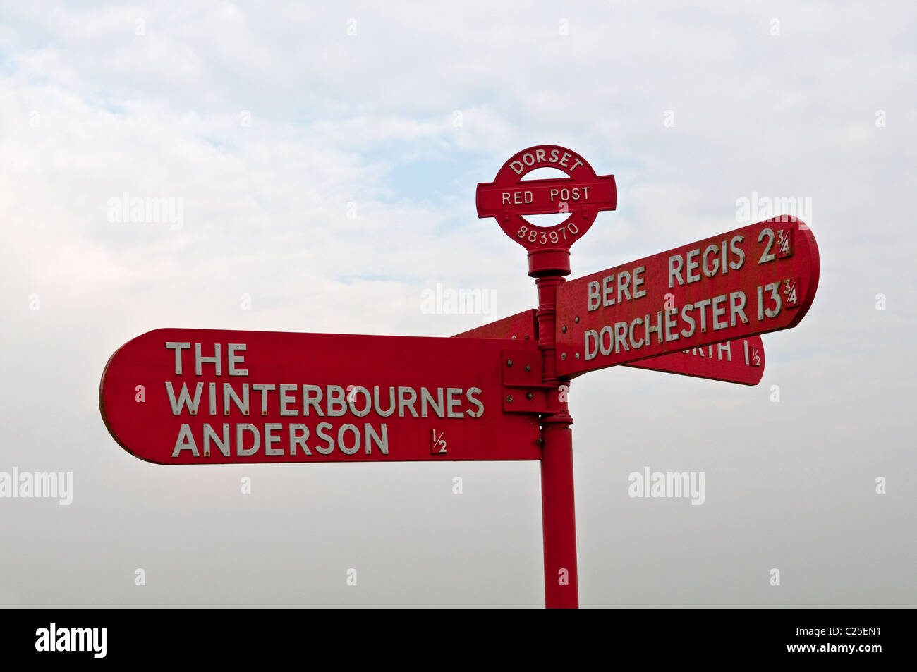 Red Signpost Dorset High Resolution Stock Photography and Images - Alamy