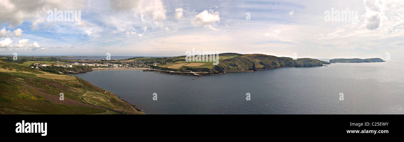 Stitched Panorama of Port Erin Bay and Calf of Mann on the South of the ...