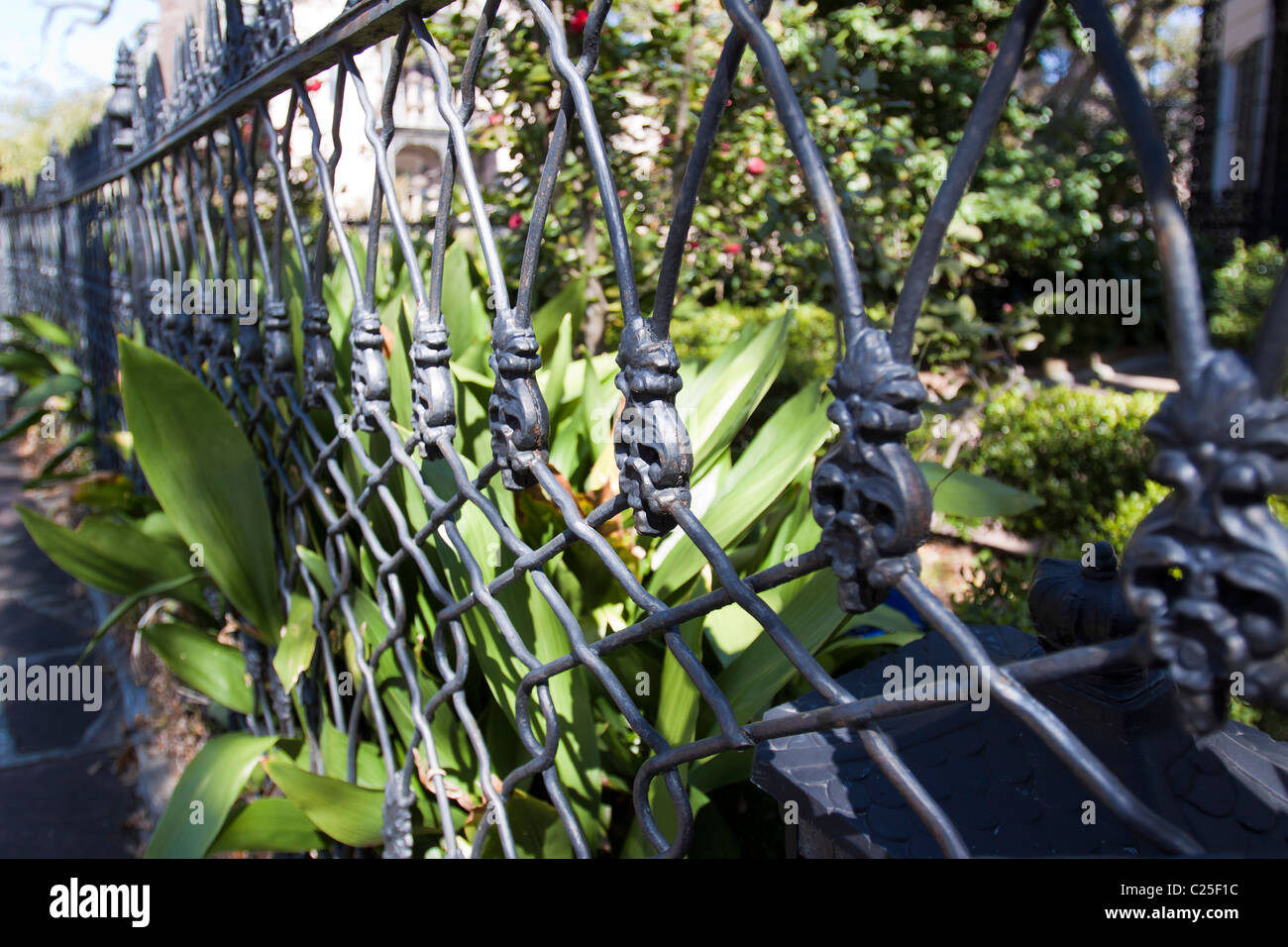 Closeup of Fence at Brevard-Rice House, former home of Anne Rice, in ...