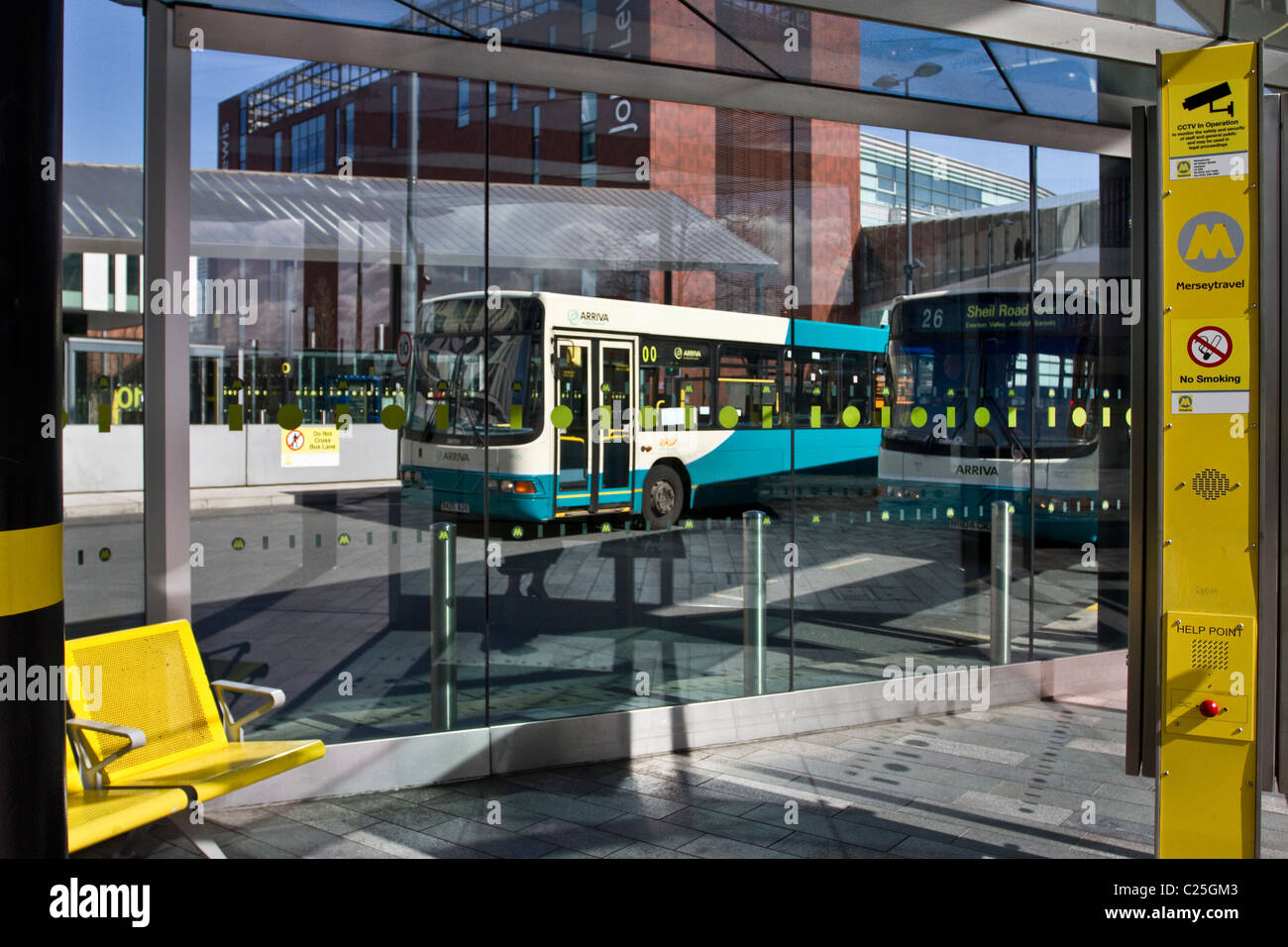 Buses and Bus Station Terminus Merseytravel Bus Station in Liverpool ...