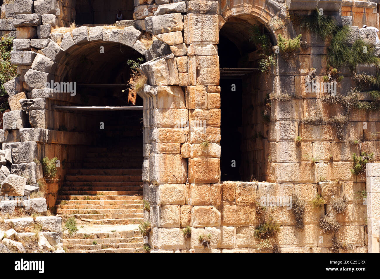 An arched entrance in the ancient amphitheater of in Turkey, Myra Stock ...