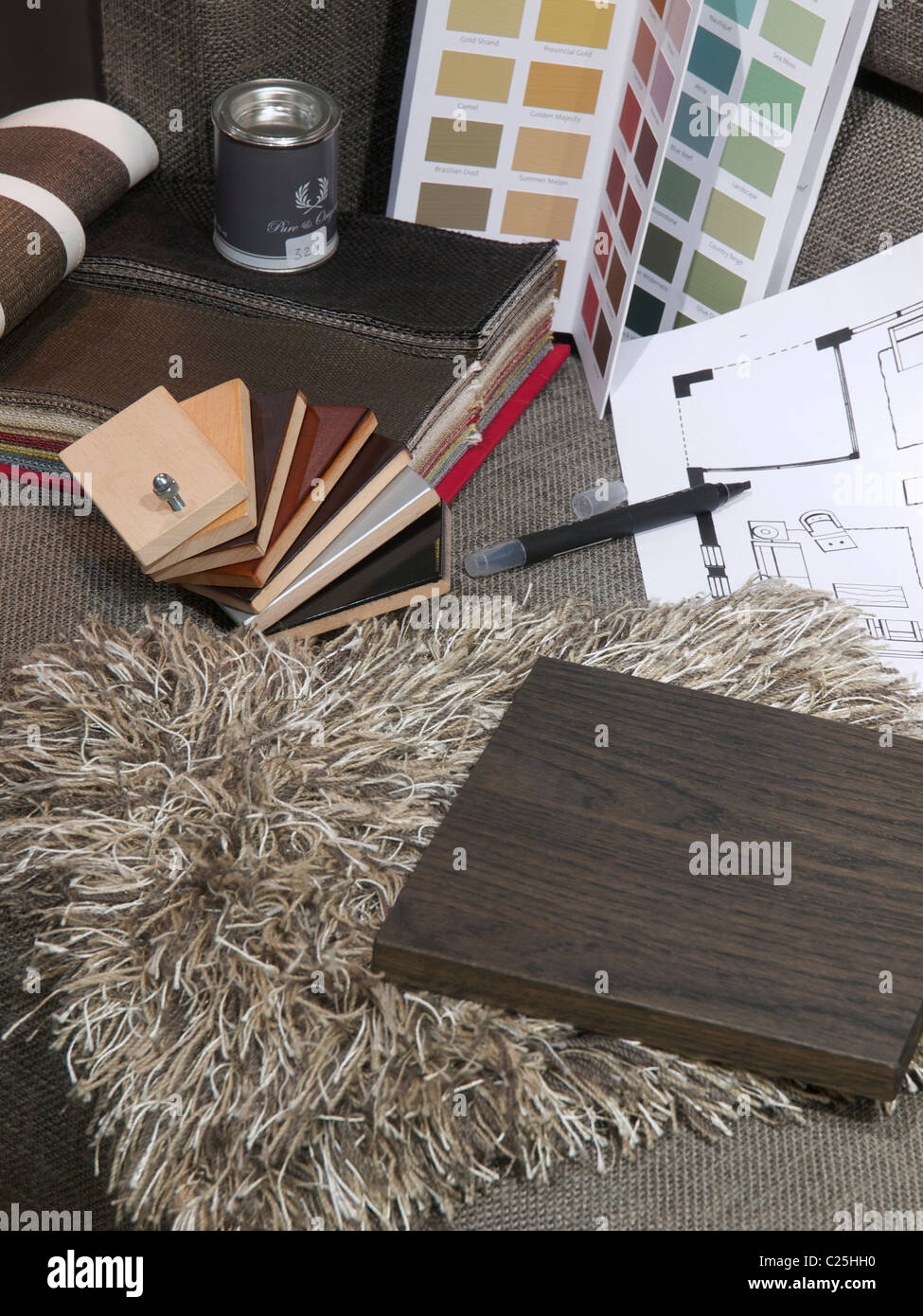 Interior design matching colours and different materials Stock Photo ...