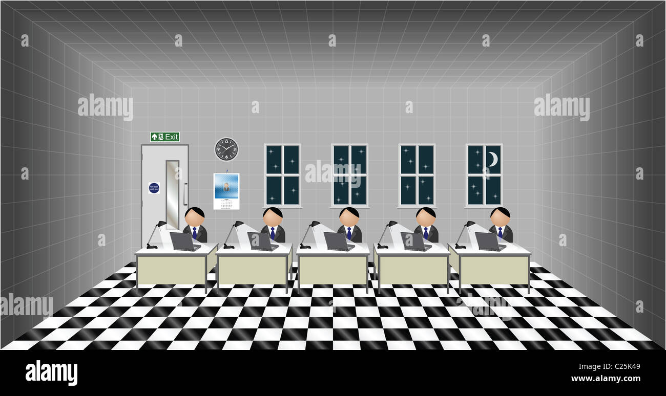 Employees working late at the office Stock Photo - Alamy