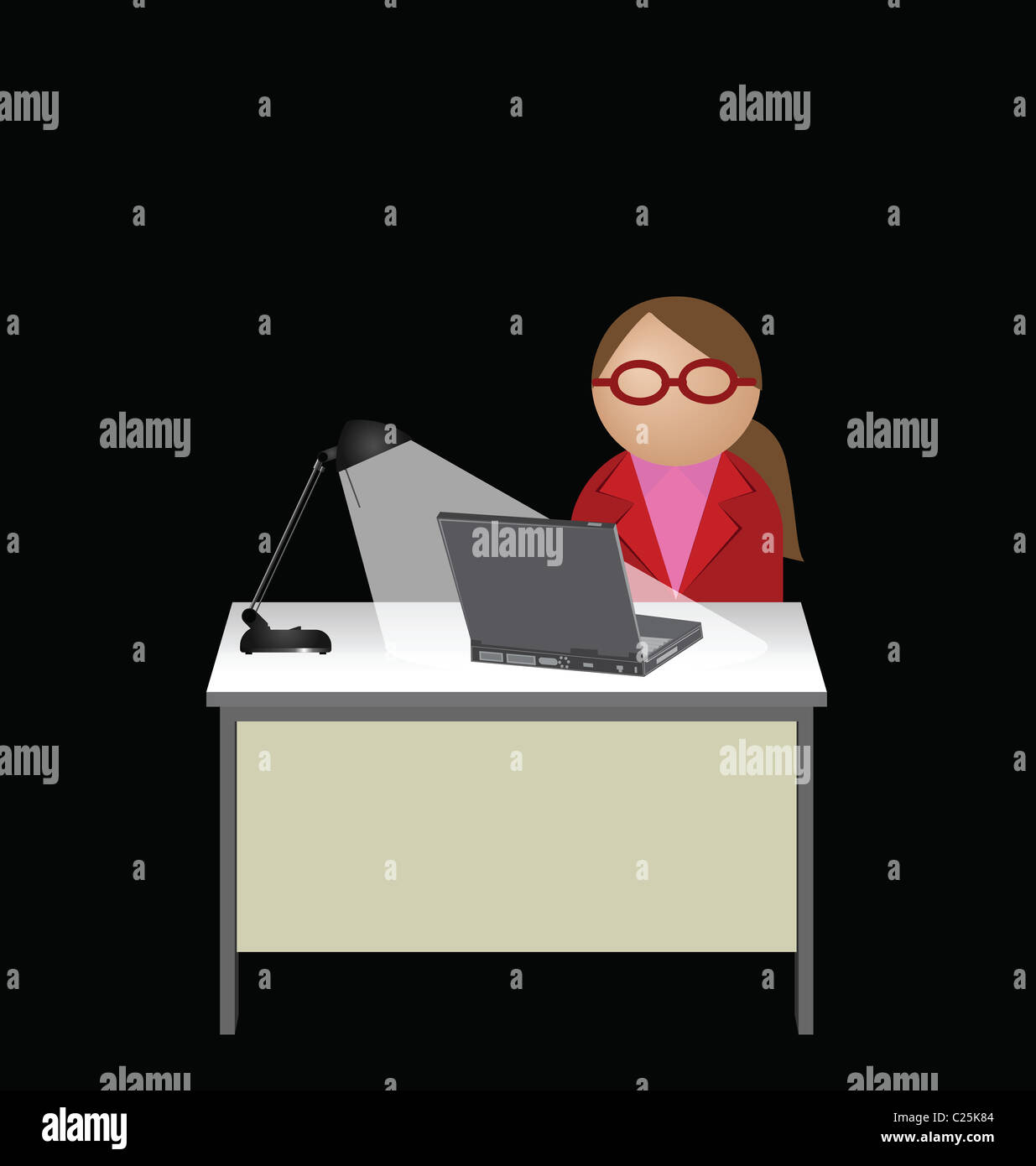 Female worker working late at the office Stock Photo - Alamy