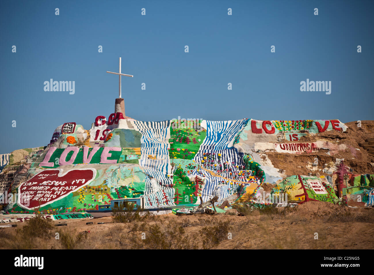 Leonard Knight's Salvation Mountain in Niland, California Stock Photo ...