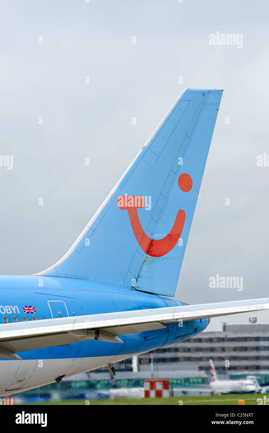 Tail fin of a Tui (Thomson) aircraft showing logo Stock Photo - Alamy