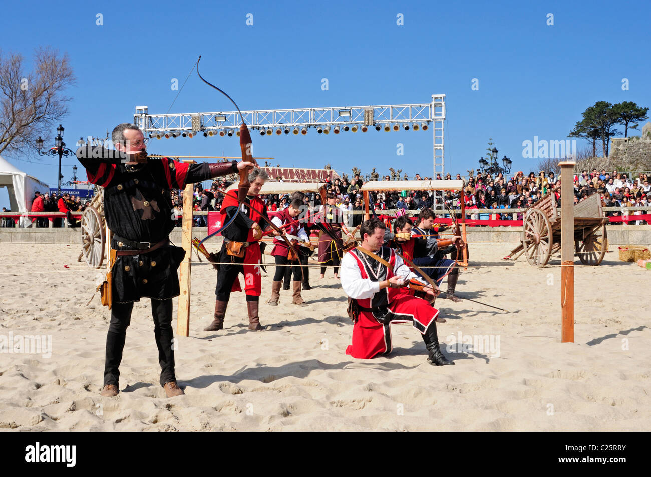 Medieval games in La Arribada commemoration. Baiona, Pontevedra ...