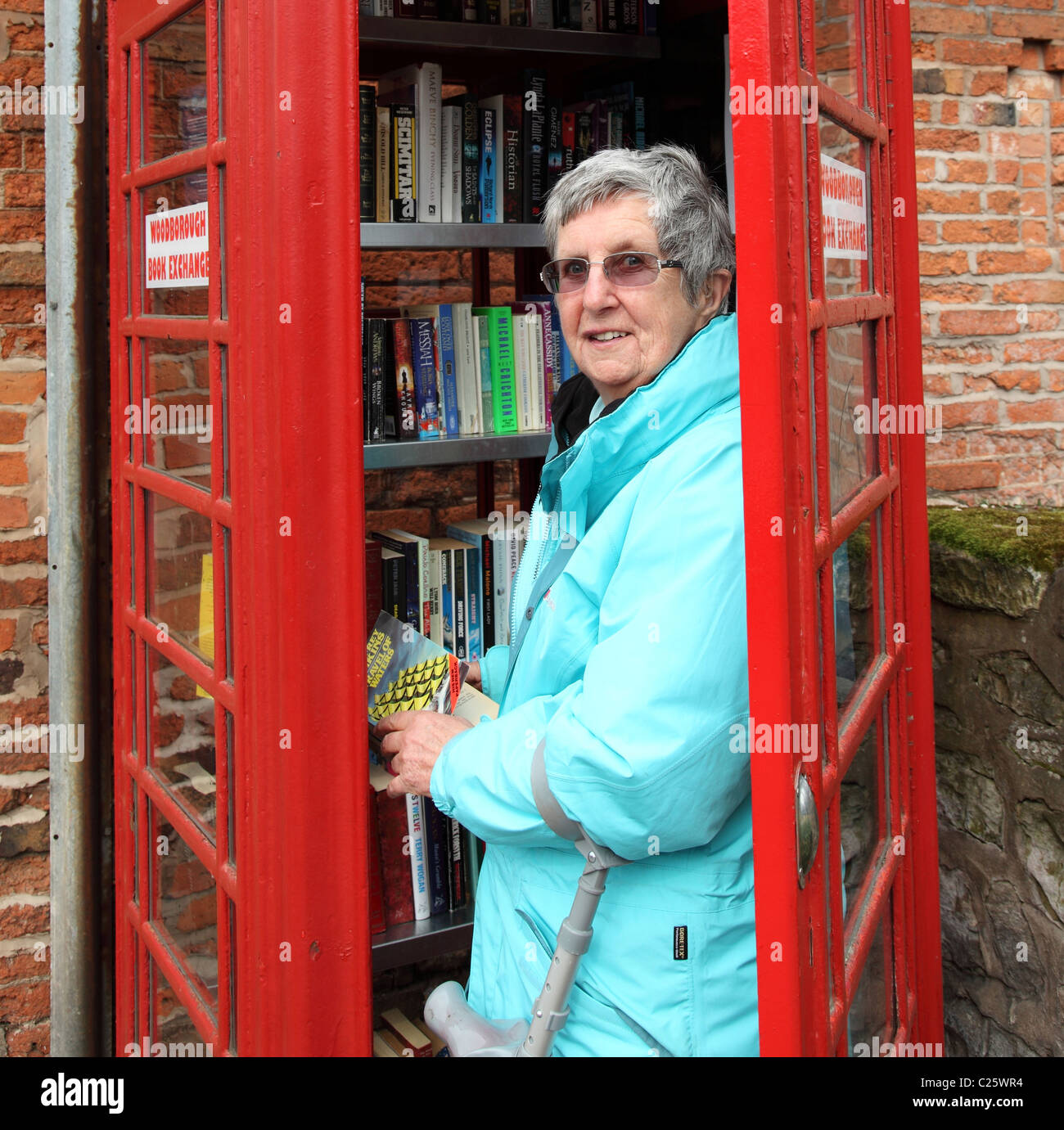 Woodborough Book Exchange in a converted telephone box in the village ...