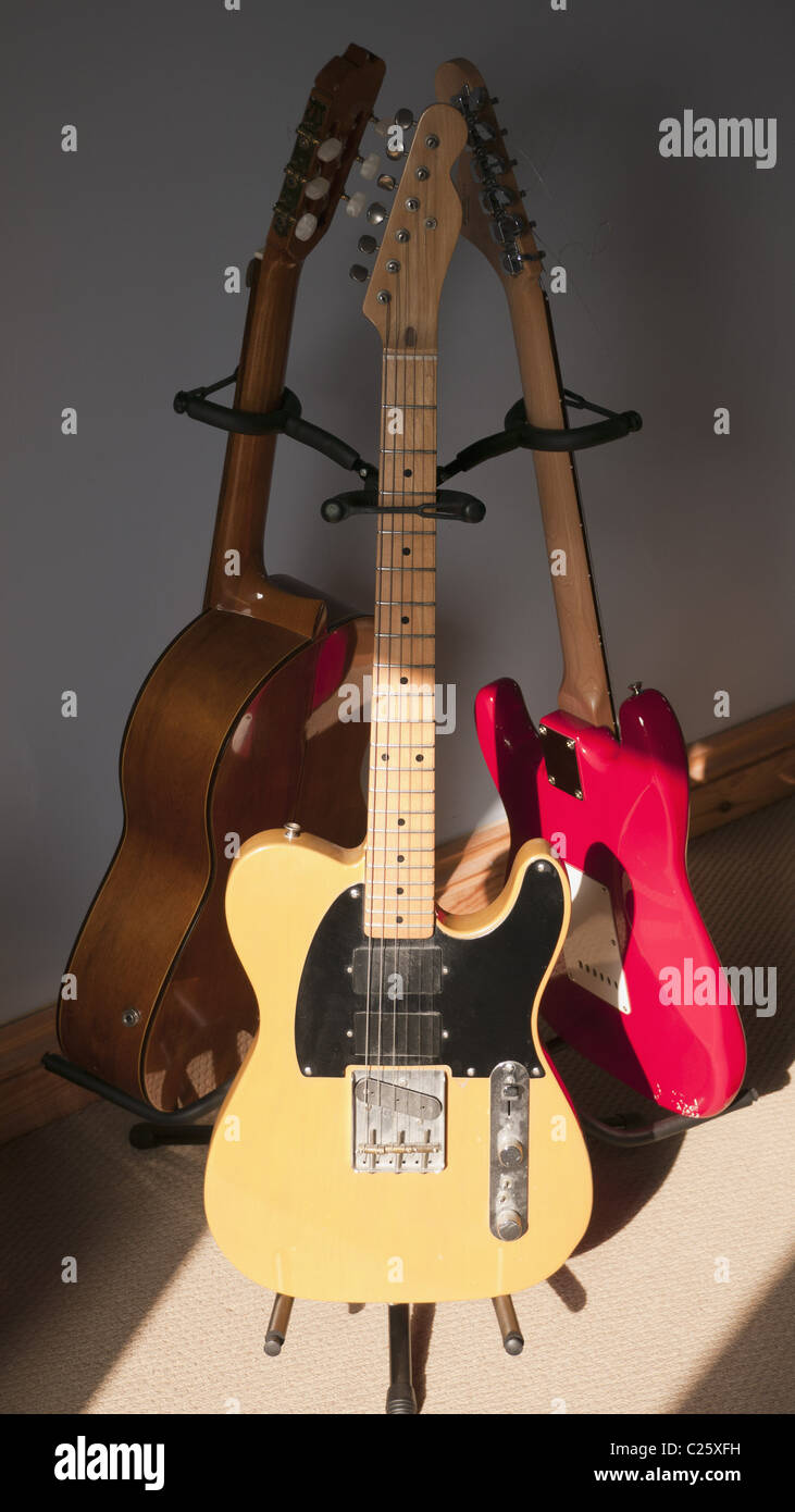 electric acoustic guitars fender telecaster stratocaster Stock Photo ...