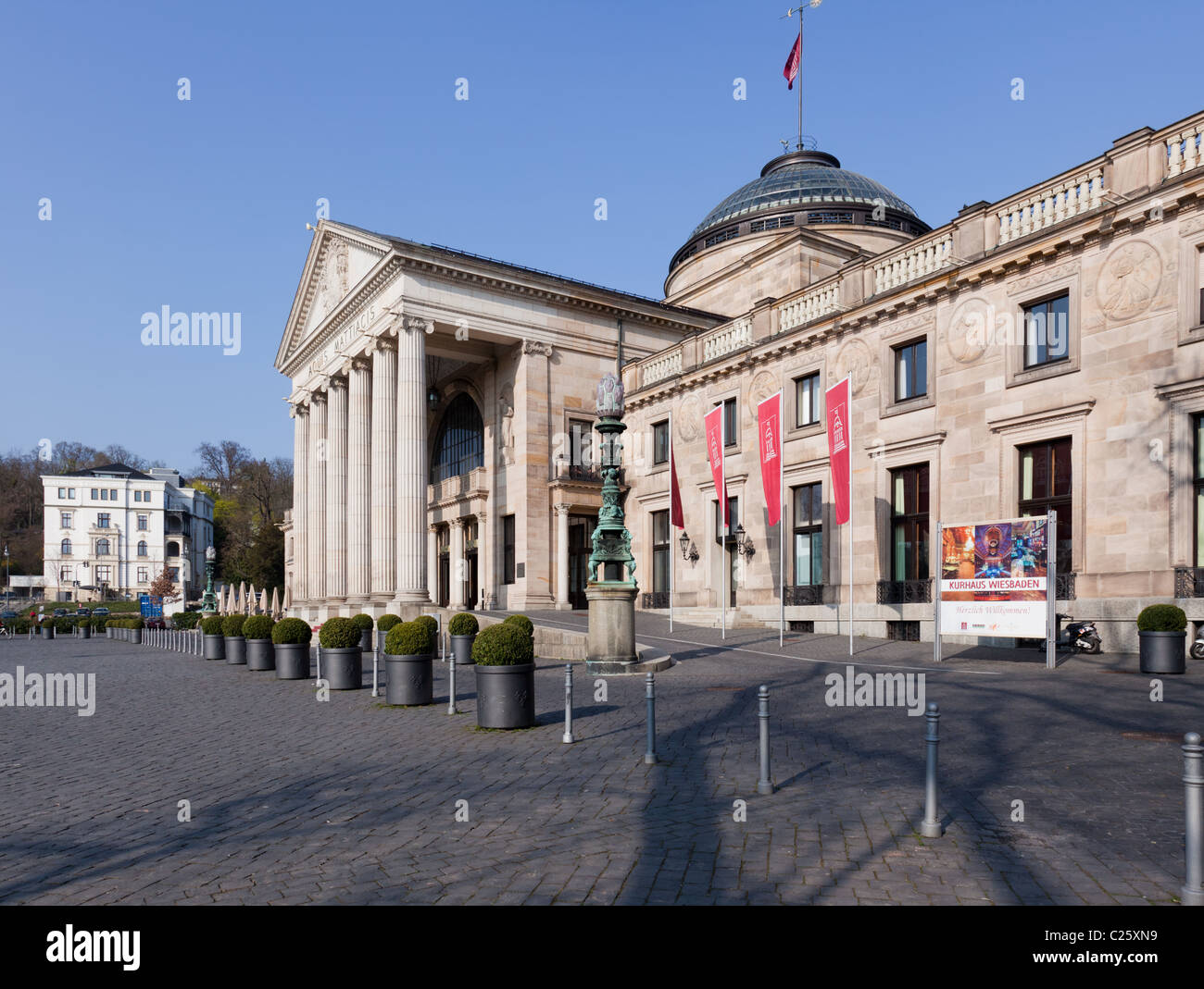 The historical Kurhaus (Health Spa) at Wiesbaden, Germany in early ...