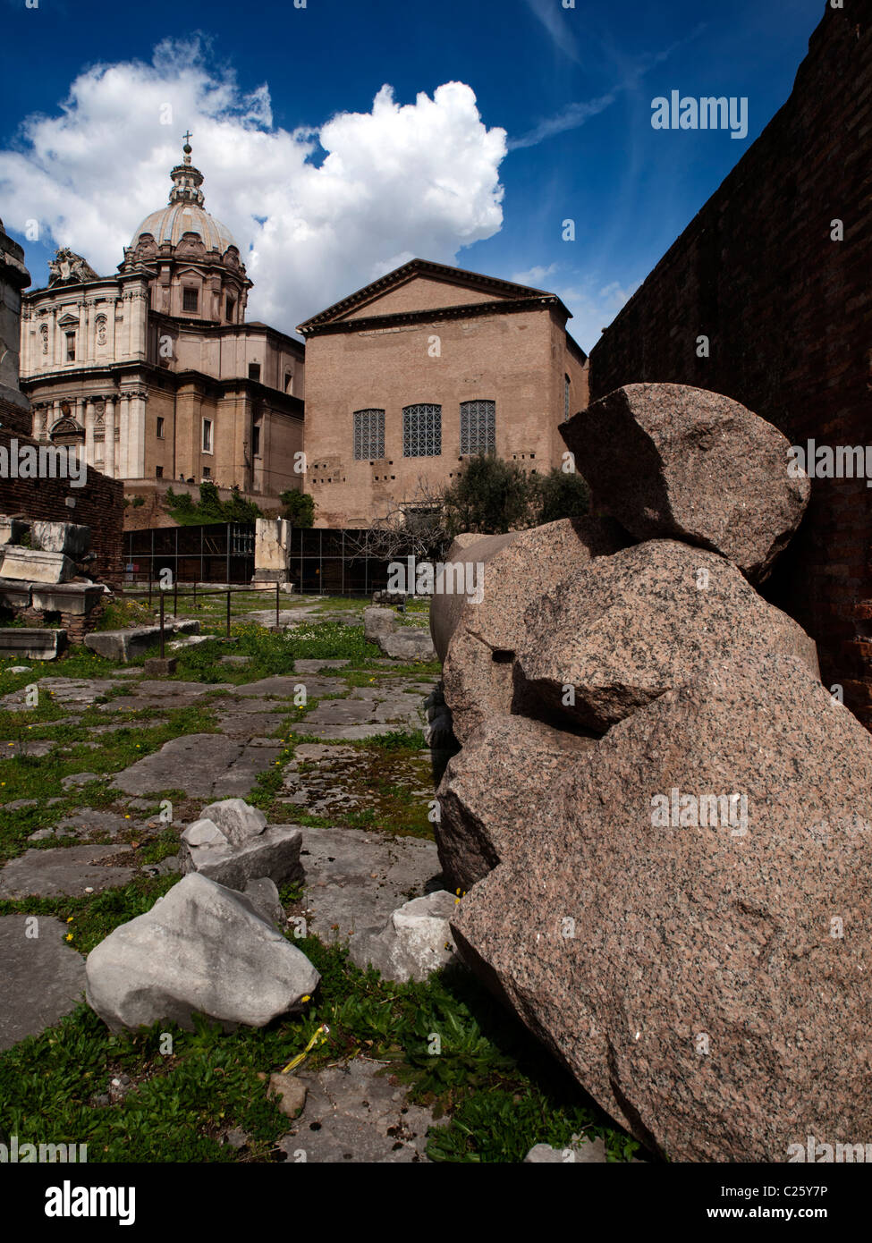 Ancient Rome: The Curia (senate house) and church of Santi Luca e ...