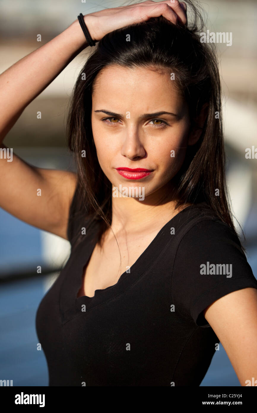 Portrait of a beautiful woman pouting, London, England, UK Stock Photo ...