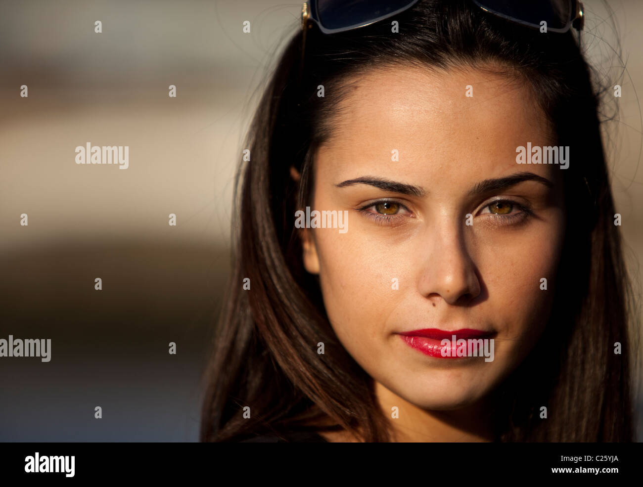 Portrait of a young Caucasian woman's face, London, England, UK Stock ...