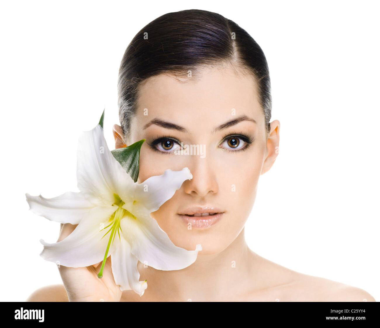 beauty flower girl on the white background Stock Photo - Alamy