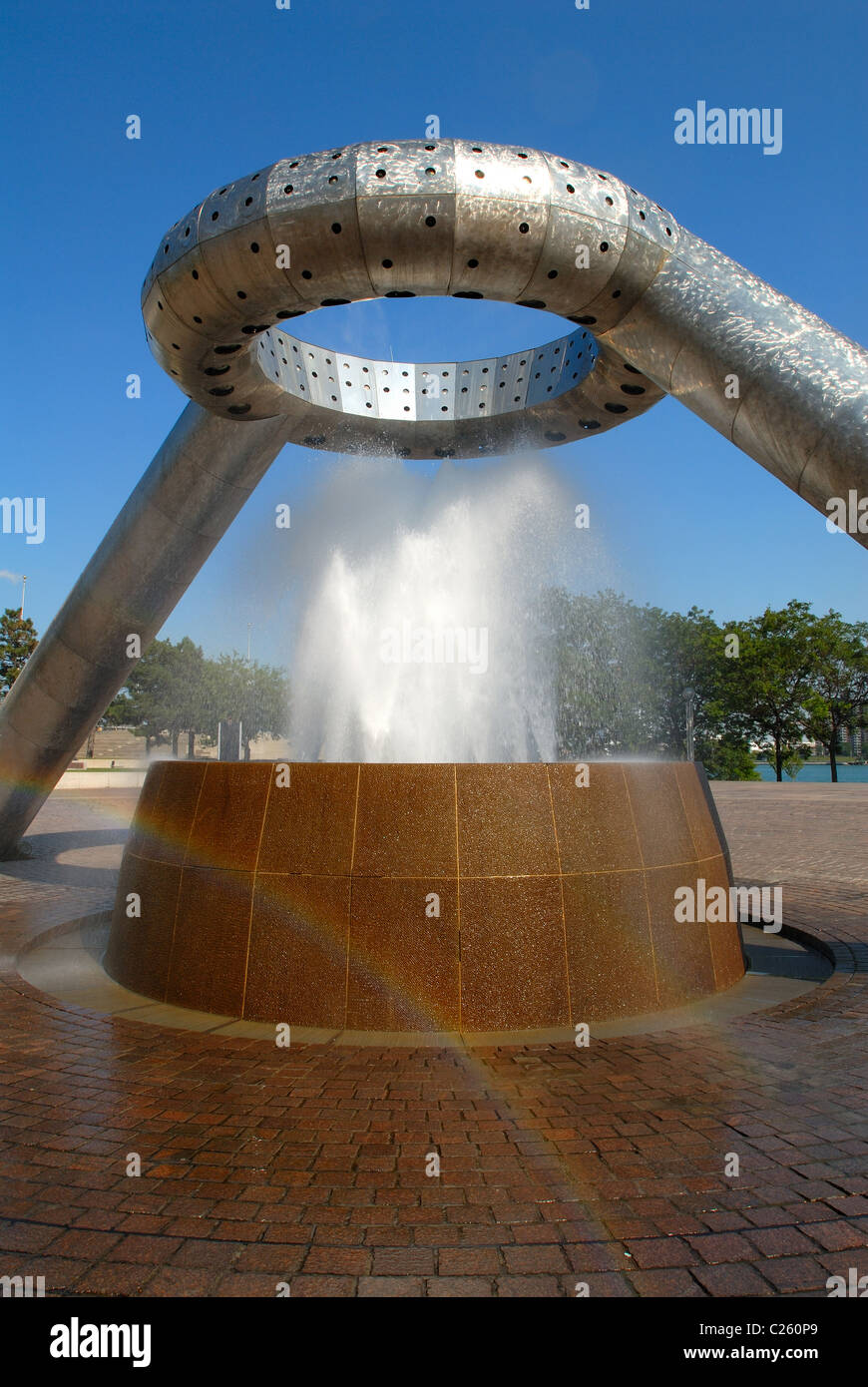 Rainbow & Noguchi Fountain Hart Plaza Detroit Michigan USA Stock Photo ...