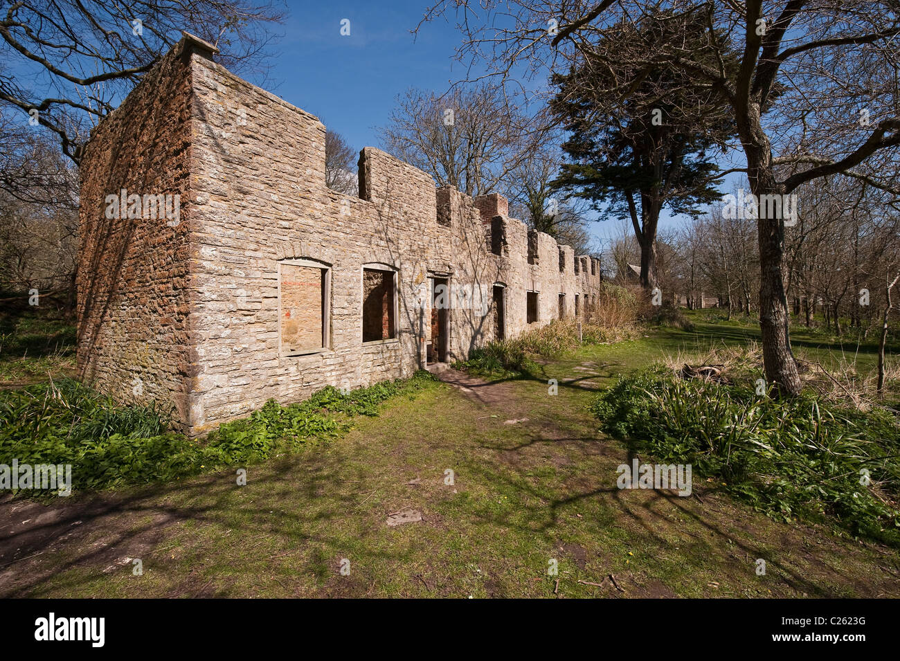 A building in the abandoned village of Tyneham, Dorset, England, UK ...