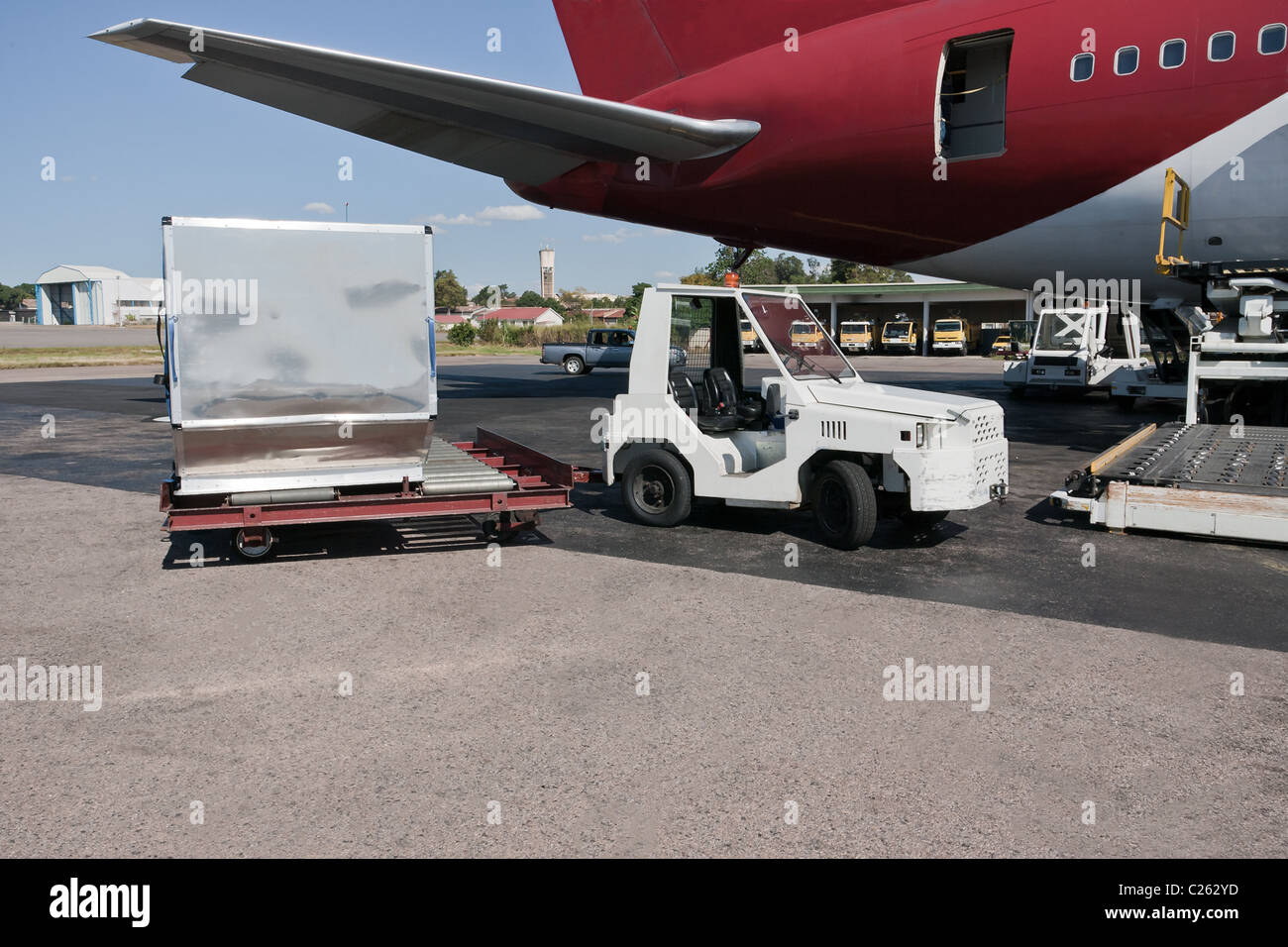 Loading platform of air freight to the aircraft Stock Photo - Alamy