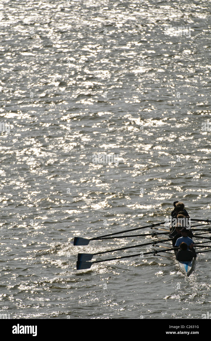 Rowing Crew Training Potomac River // A crew of rowers training on the ...