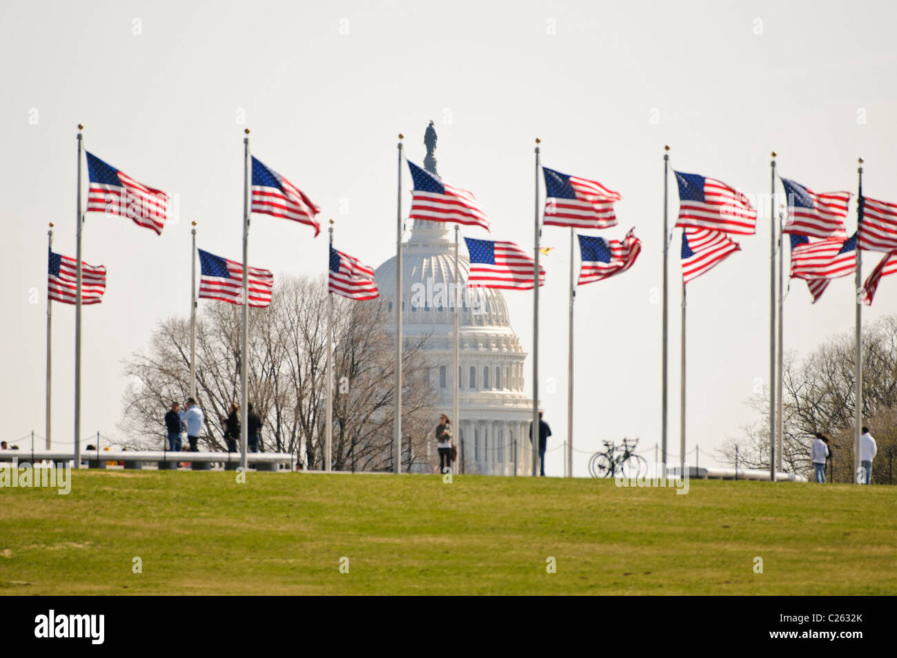 American flags in distance hi-res stock photography and images - Alamy