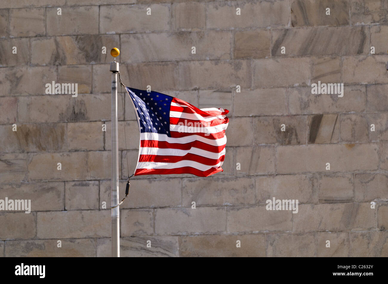 WASHINGTON, DC, United States — A section of the ring of American flags ...