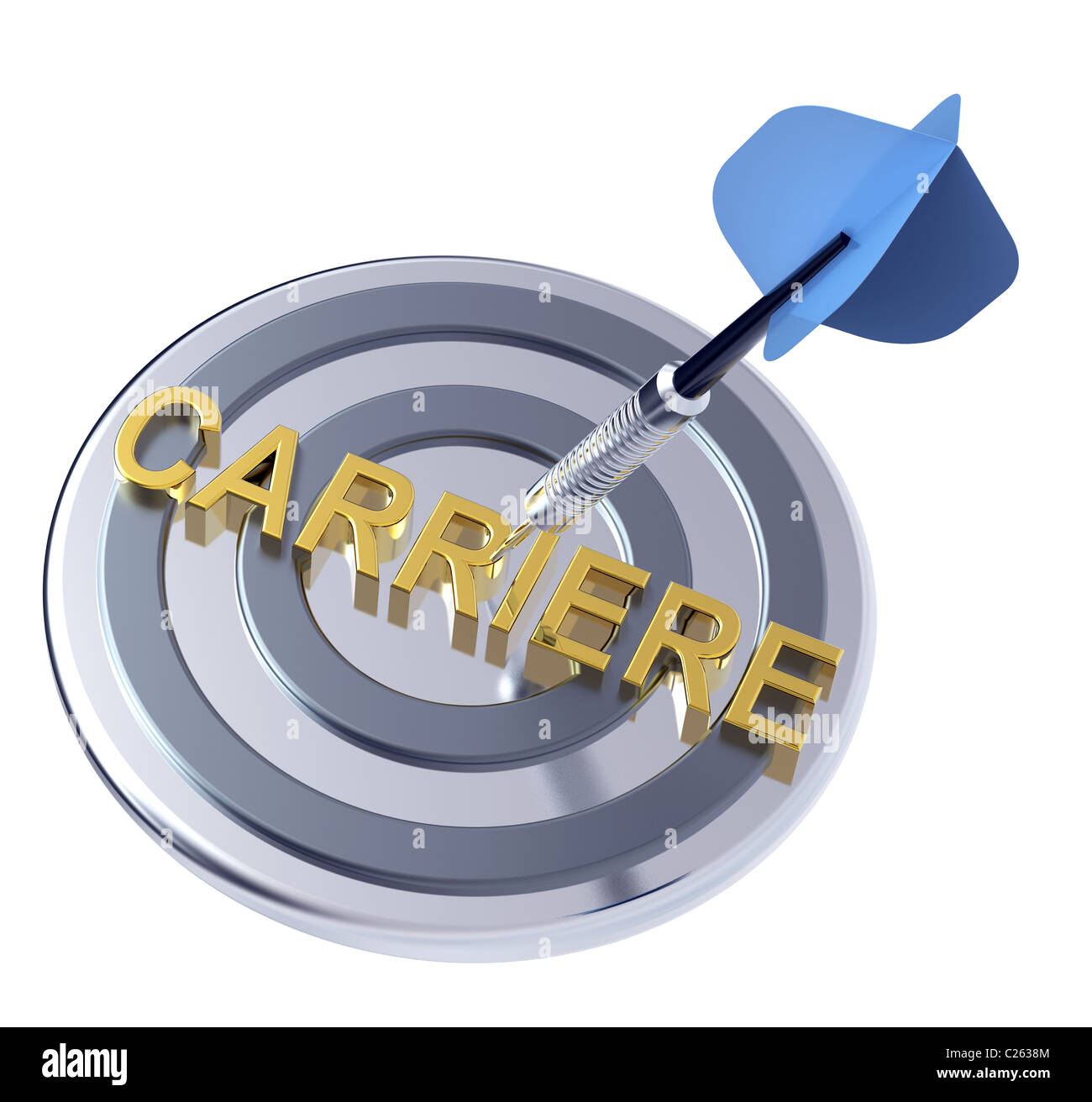 Blue dart on a target with gold text on it. Concept for job recruitment ...